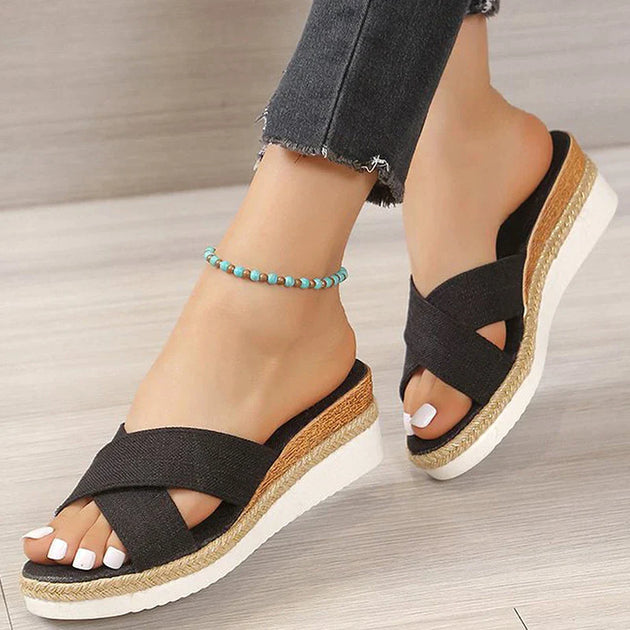 CLARET - Orthopädische Keilsandalen – Helvetia Mode